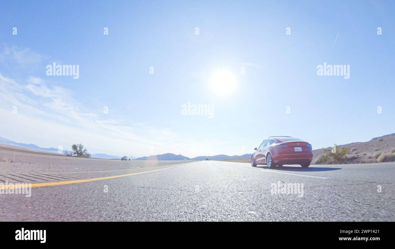 Daytime Road Trip: Nevada to California on HWY 15 Stock Photo - Alamy