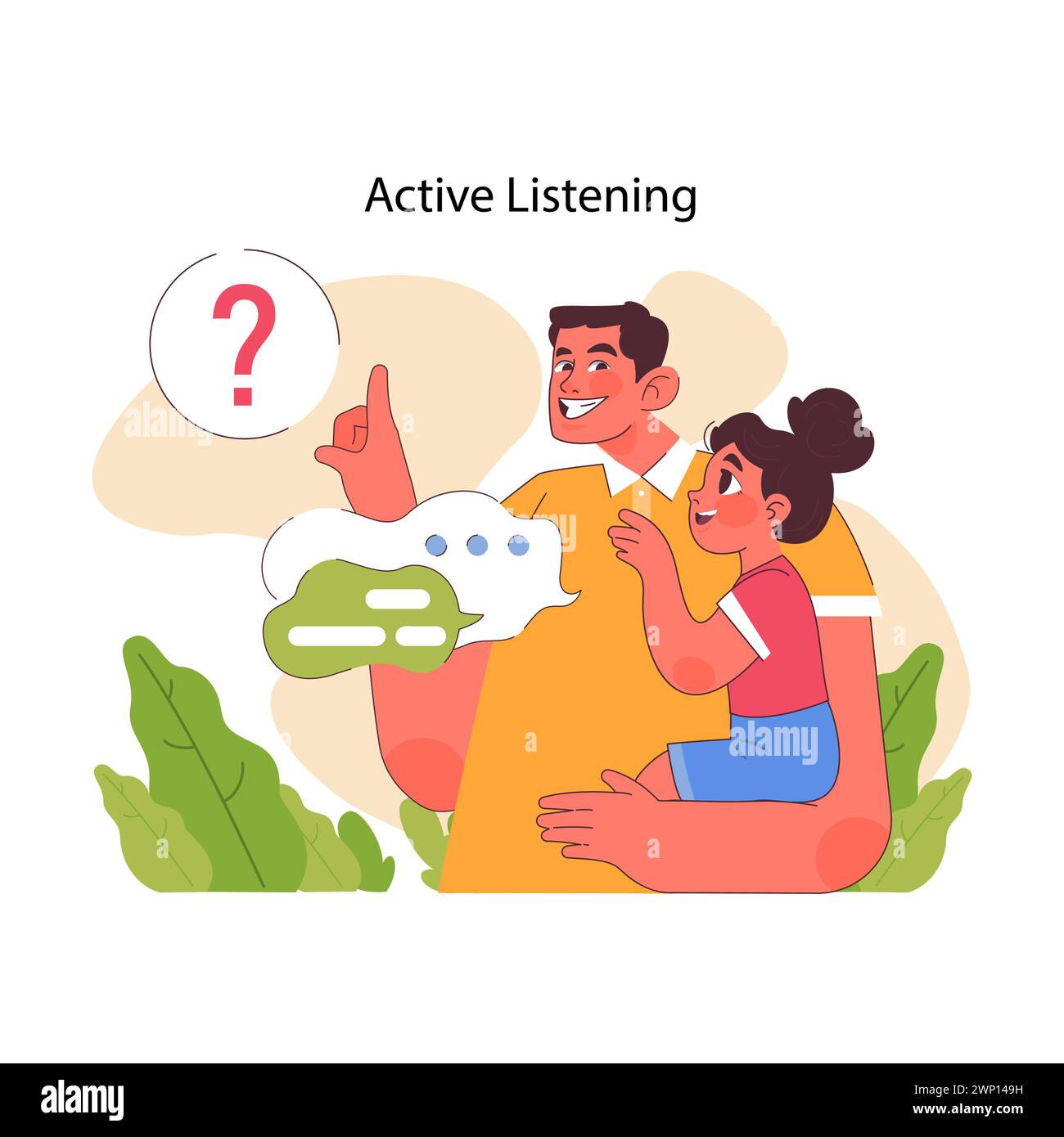 Active listening concept. Father and daughter engage in deep ... Active listening concept. Father and daughter engage in deep ...