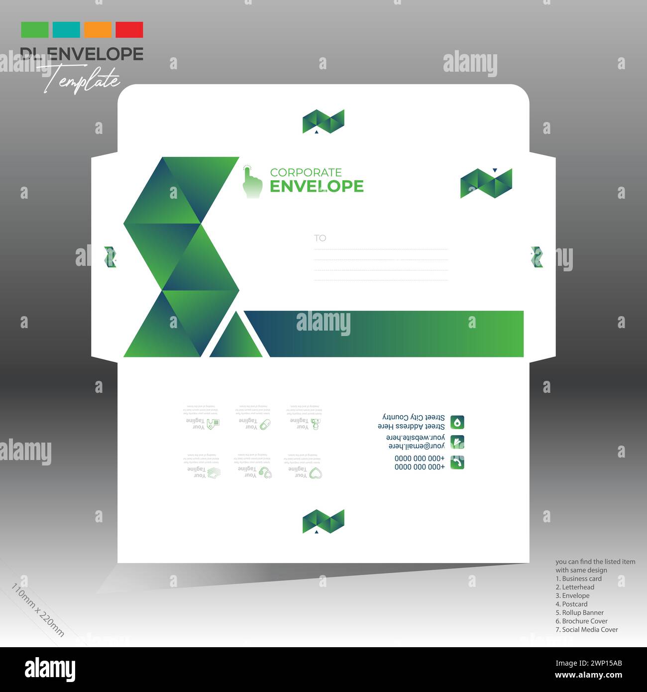 4 colored vector made envelope design for corporate and any best ...