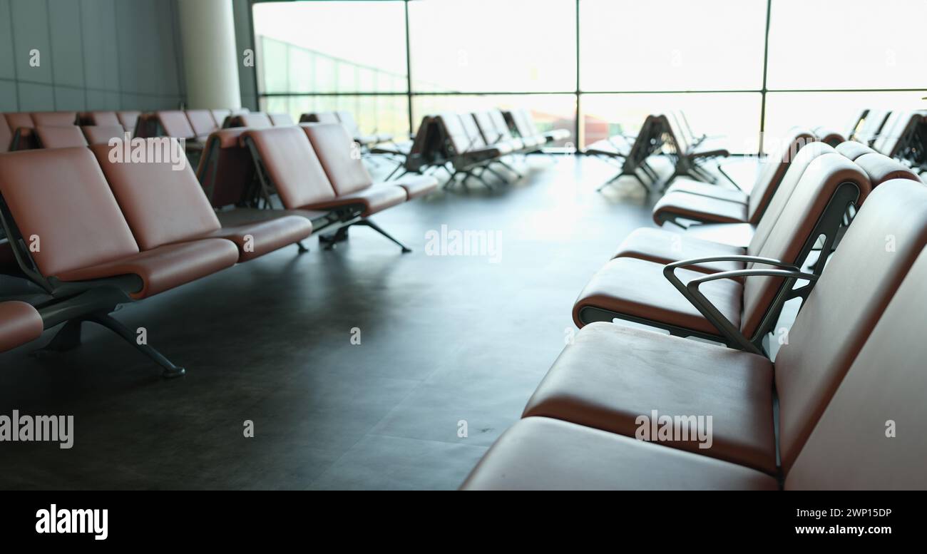Empty terminal at airport waiting area at gate and air business Stock ...