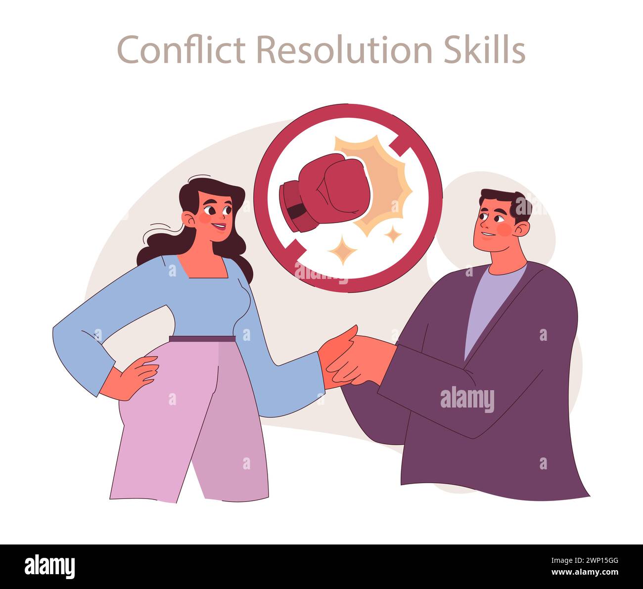 Conflict resolution skills concept. Illustration highlighting the ...
