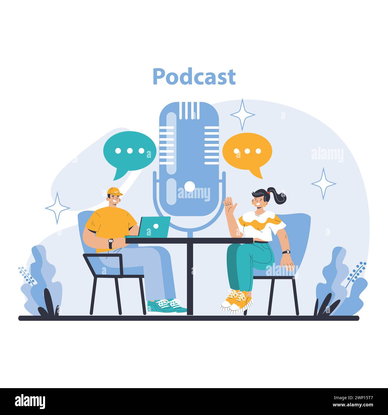 Podcast concept. Engaging audio content and interactive talk shows ...