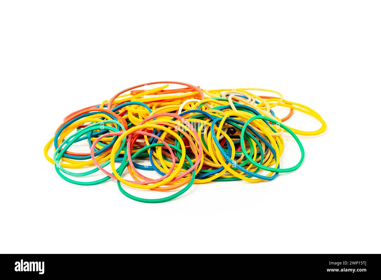 Colorful rubber bands isolated on white background Stock Photo - Alamy