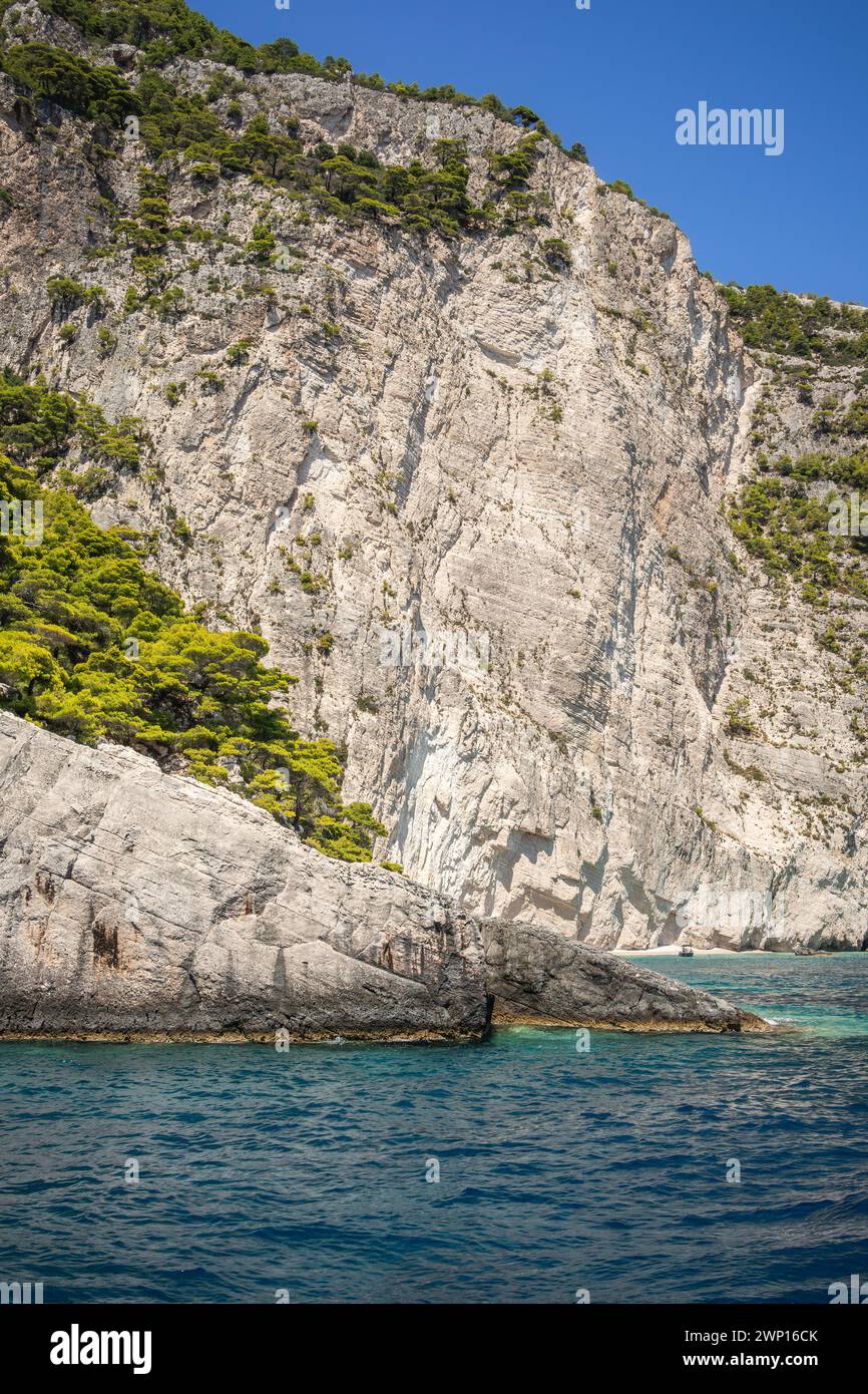 High Rocky Cliff with Turquoise Water in Zakynthos. Beautiful Scenery ...