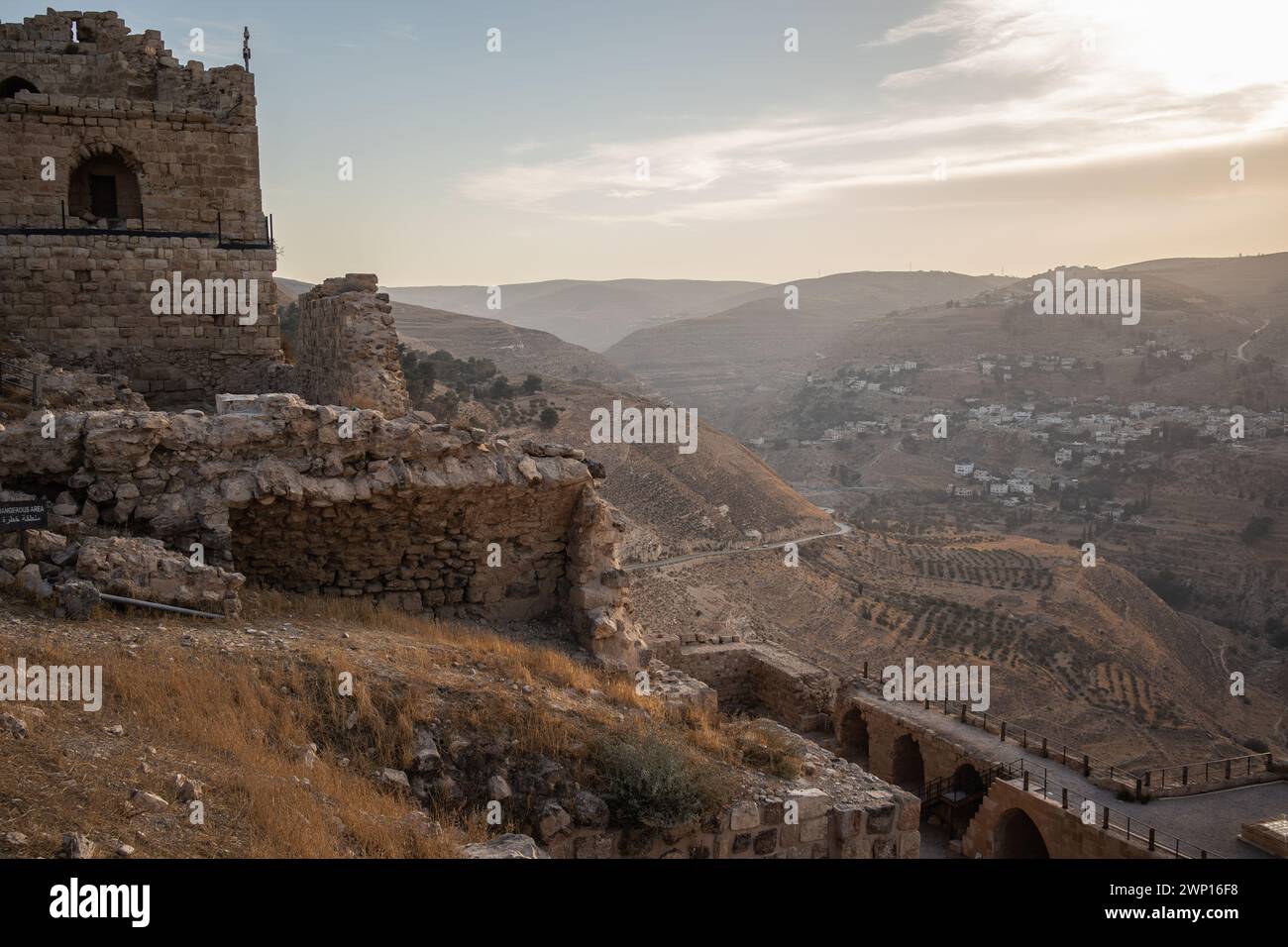 View from Kerak Castle in Jordan. Beautiful Scenery of Fortress with ...
