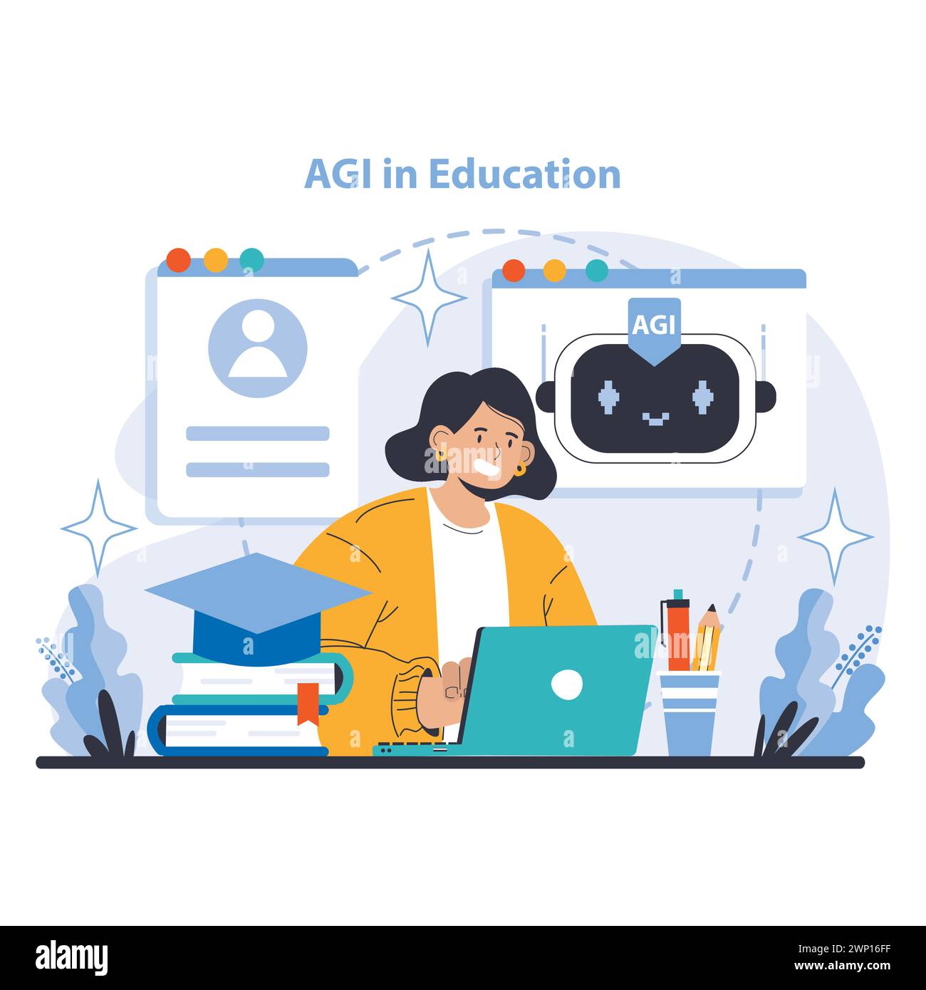 AGI concept. Transforming education through personalized AI learning experiences. Nurturing ...