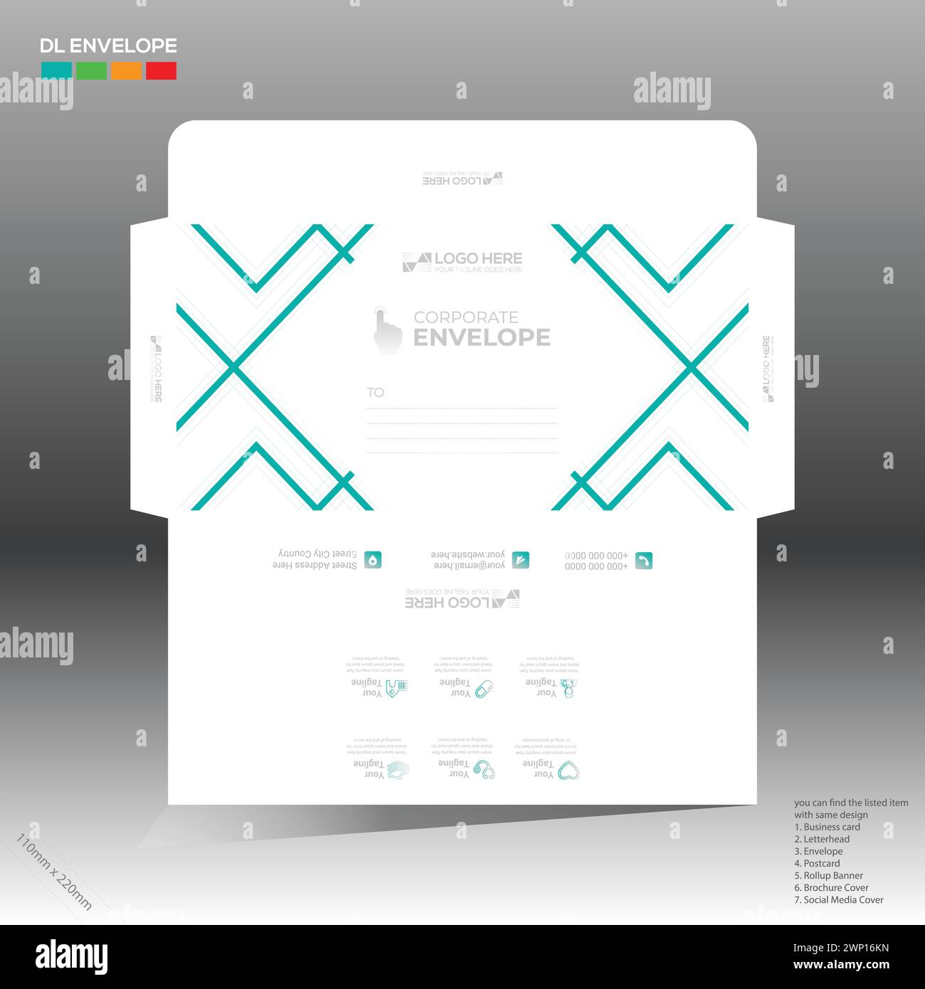 4 colored vector made envelope design for corporate and any best ...