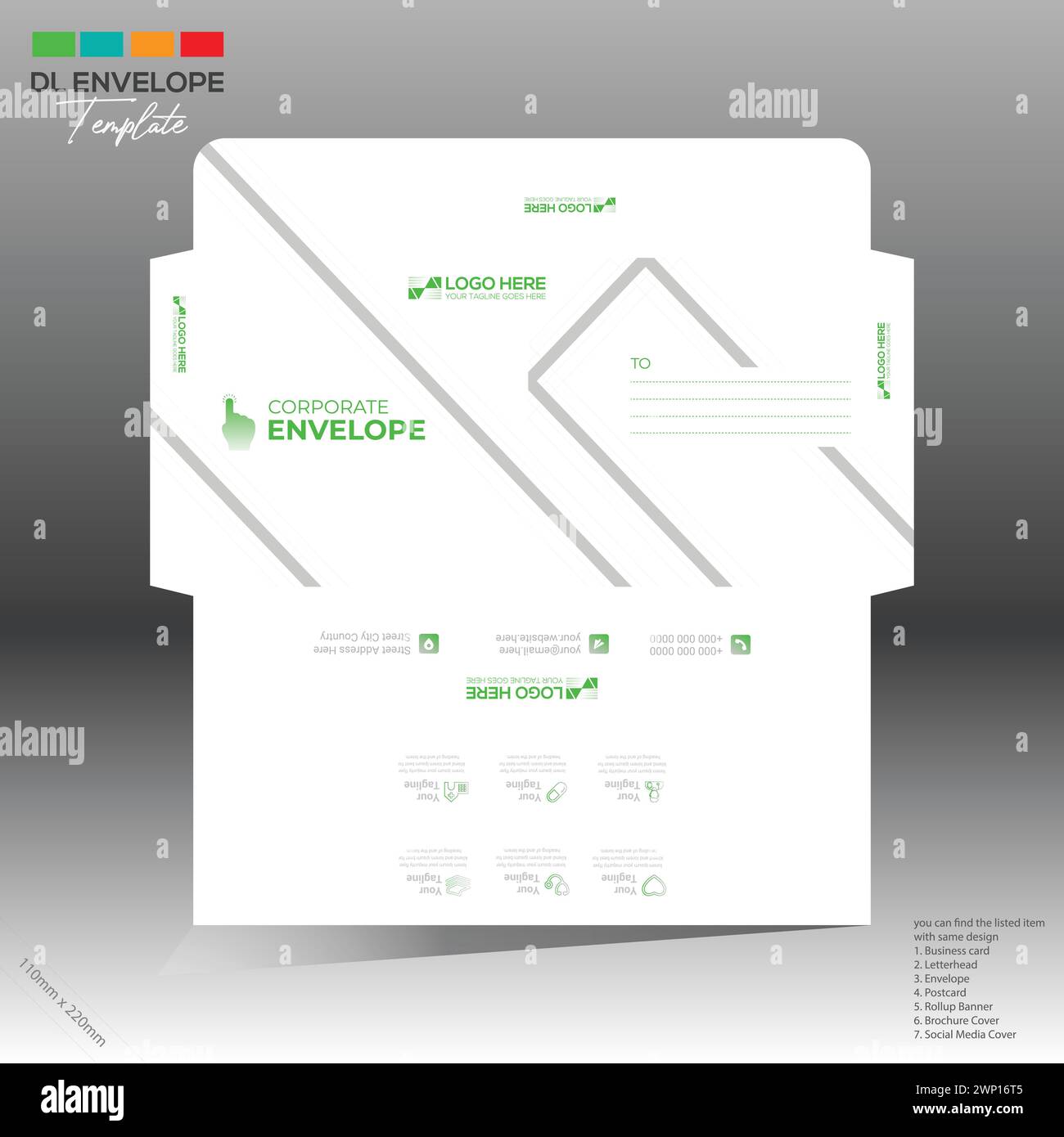 4 colored vector made envelope design for corporate and any best ...