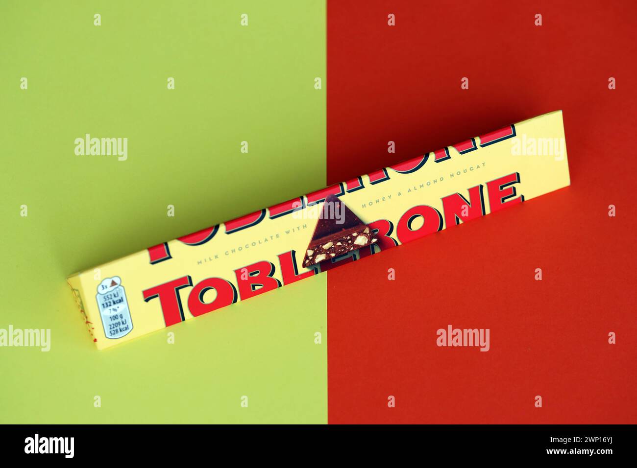 KYIV, UKRAINE - OCTOBER 31, 2023 Yellow Toblerone Chocolate Bar ...