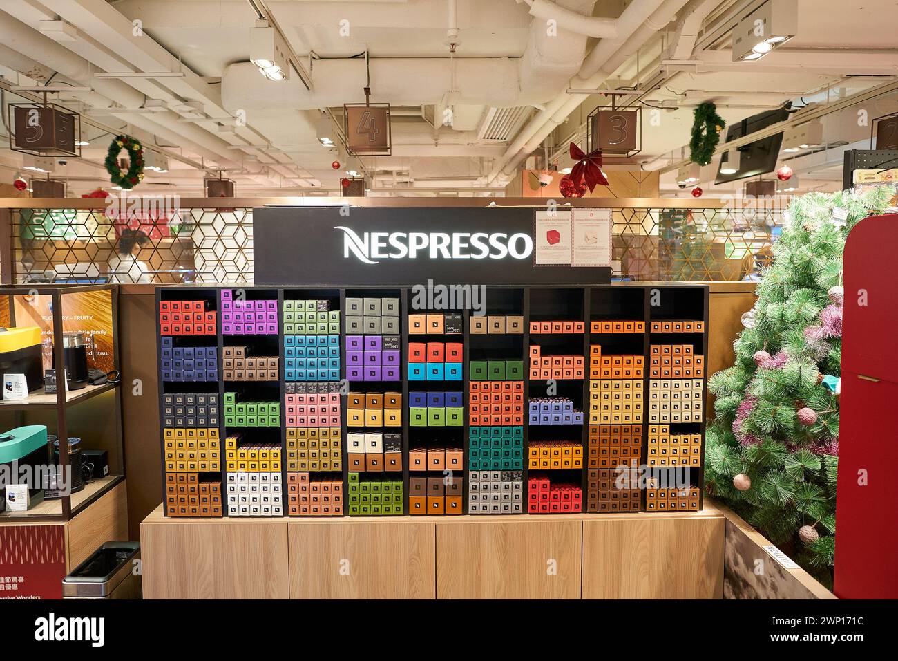 HONG KONG, CHINA - DECEMBER 04, 2023: Nespresso products displayed at ...