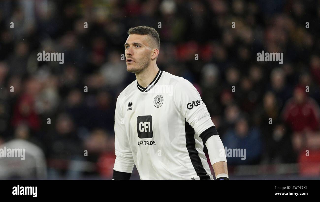 Sheffield United Goalkeeper Ivo Grbic gets into position during the ...