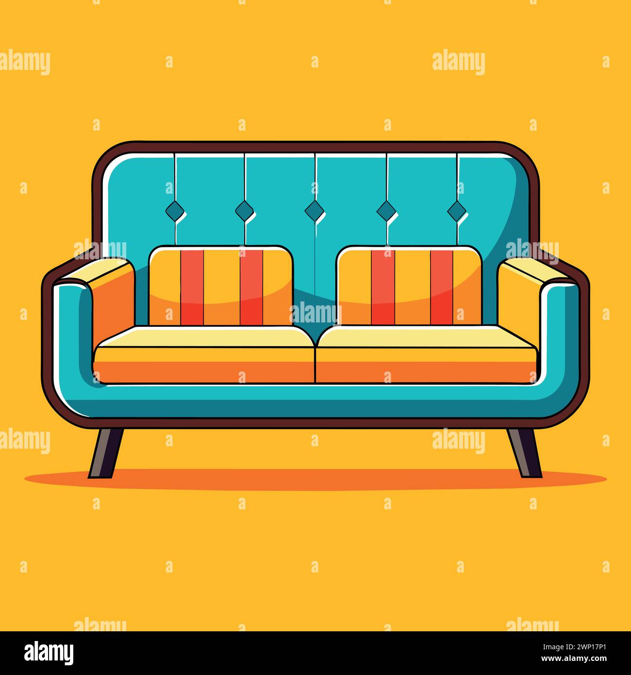 A cartoon couch with yellow and blue stripe Stock Vector Image & Art ...
