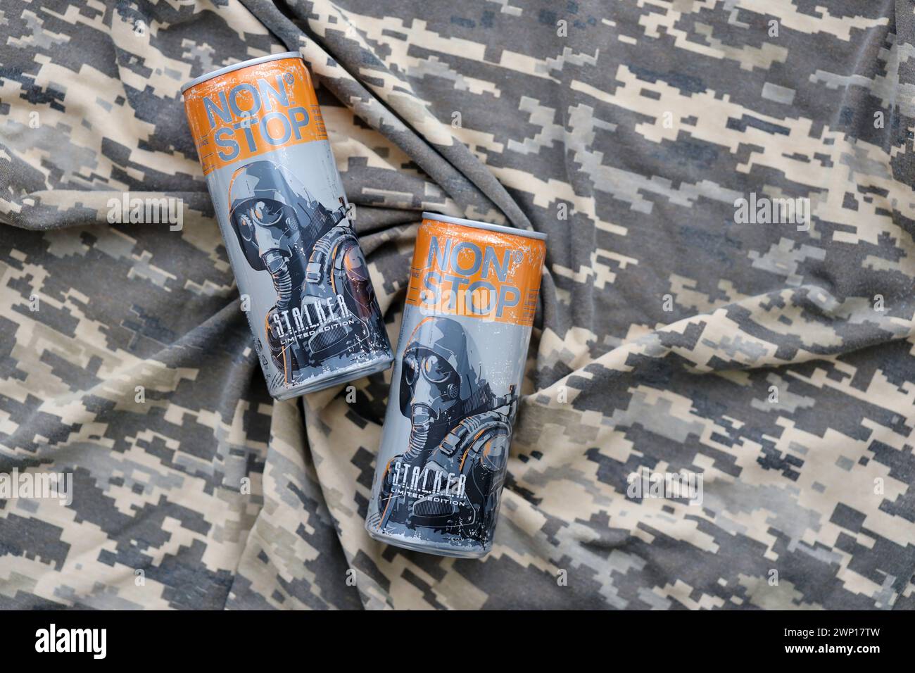 KYIV, UKRAINE - OCTOBER 31, 2023 Non Stop energy drink with limited ...