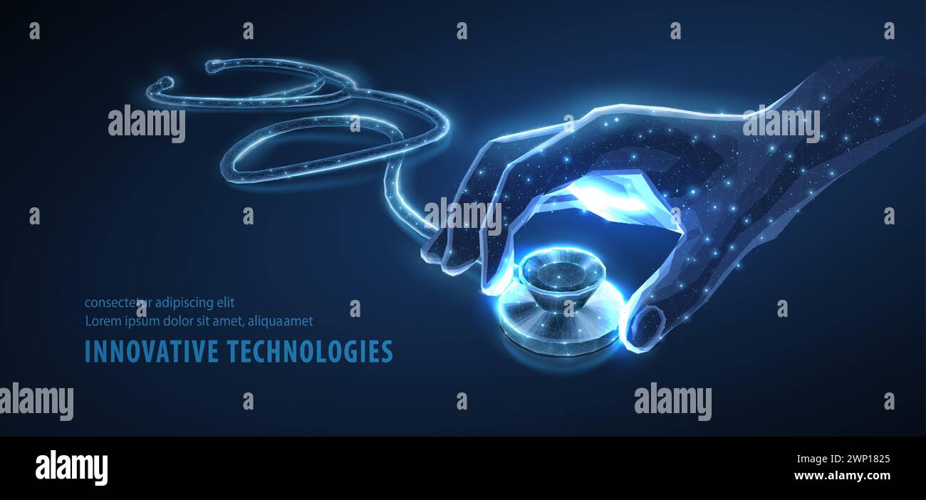 Digital hand with stethoscope. Medical tool, doctor checkup, AI in ...