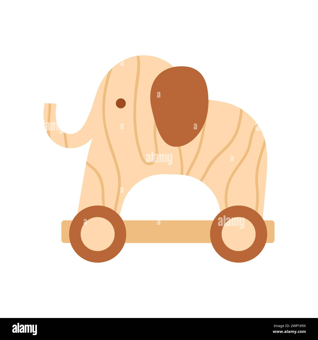 Wooden elephant toy with wheels. Retro traditional wooden toys cartoon ...