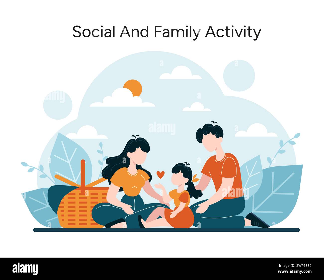 Family Bonding concept. Relaxing family picnic, sharing love and ...