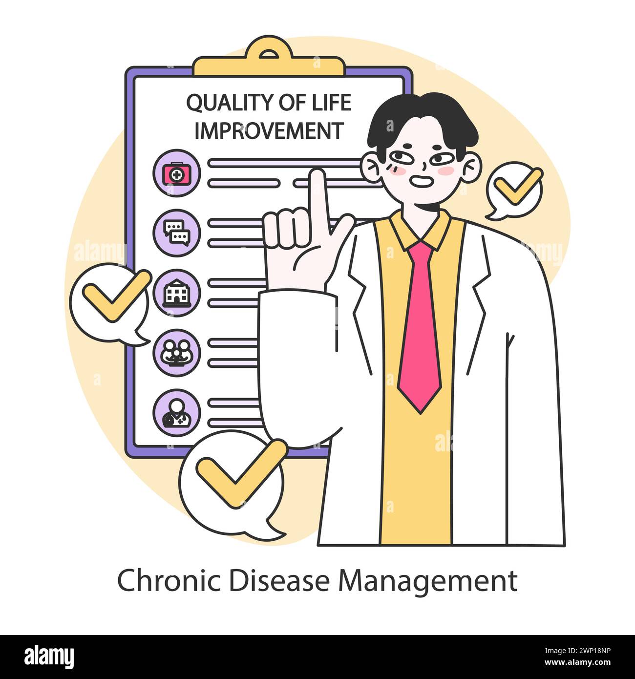 Chronic Disease Management concept. Doctor prioritizes patient quality ...
