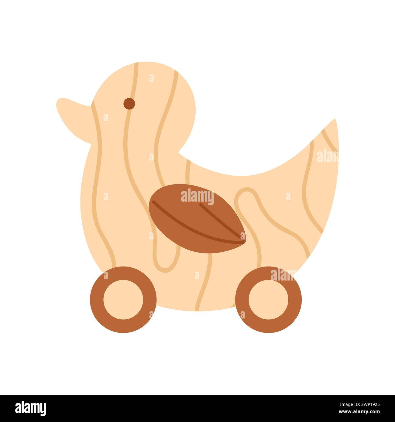Wooden duck toy with wheels. Retro traditional wooden toys cartoon ...