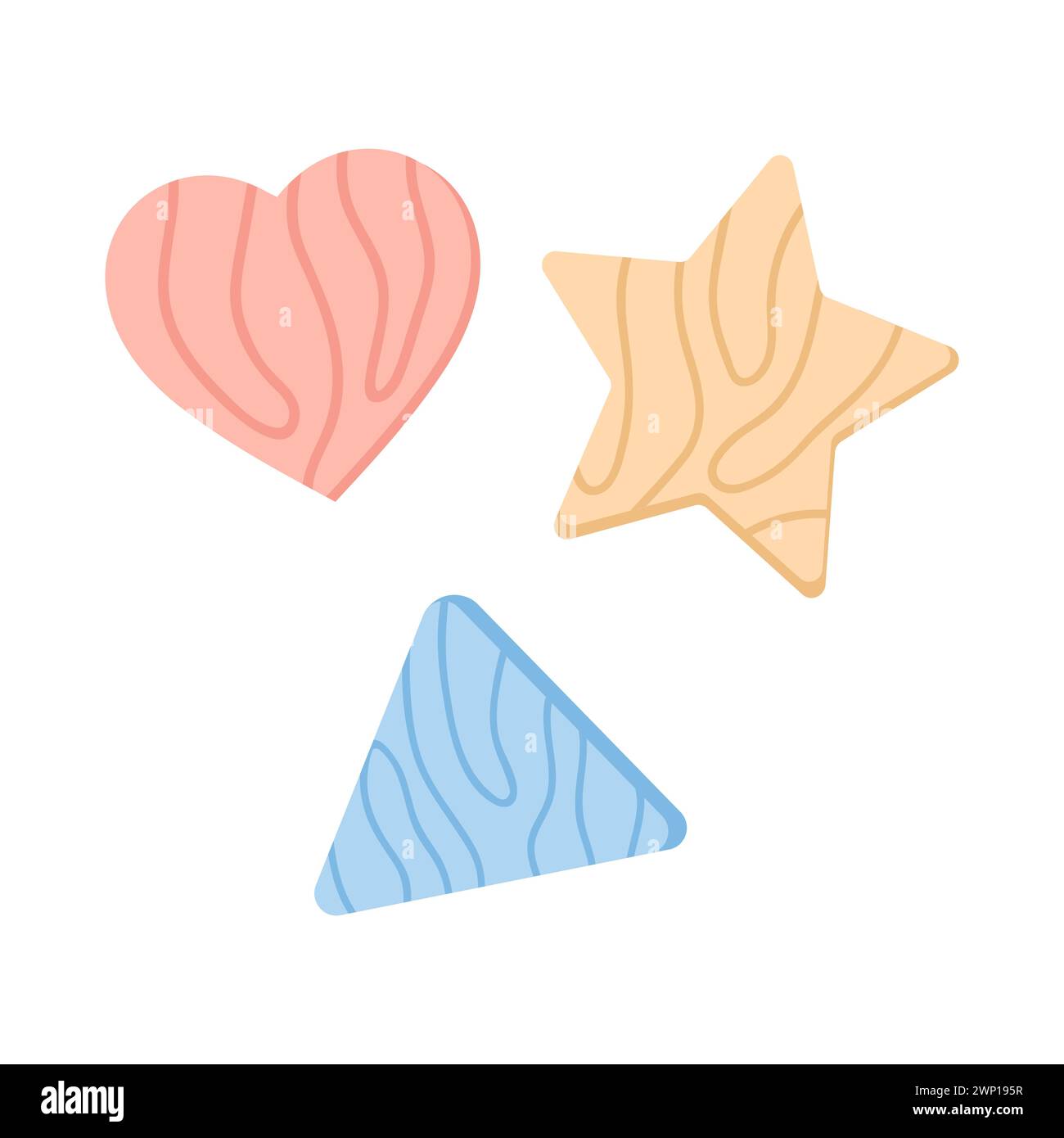 Colorful wooden shapes toys. Wooden star and heart, wooden triangle for ...