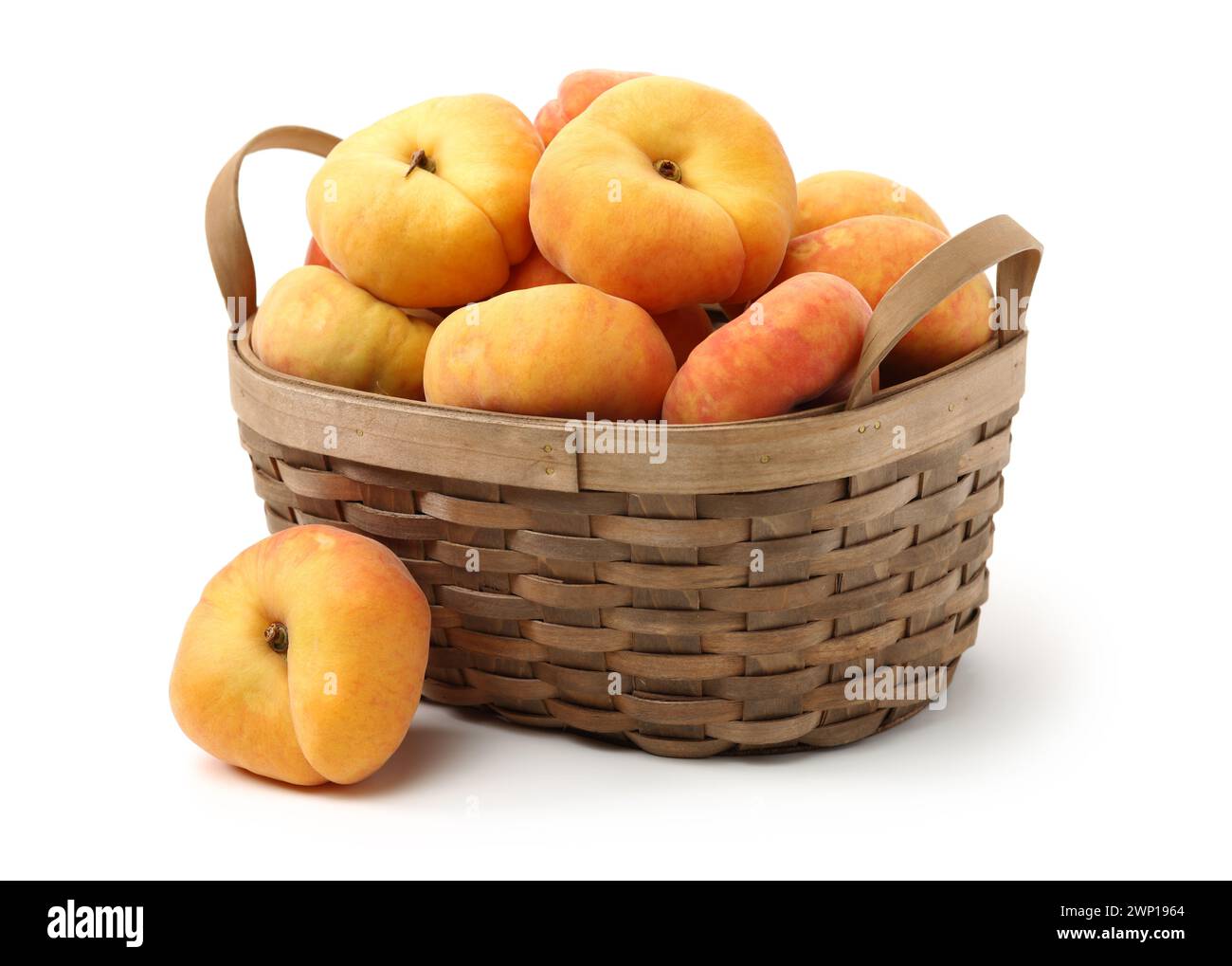 chinese flat peaches on white background Stock Photo - Alamy