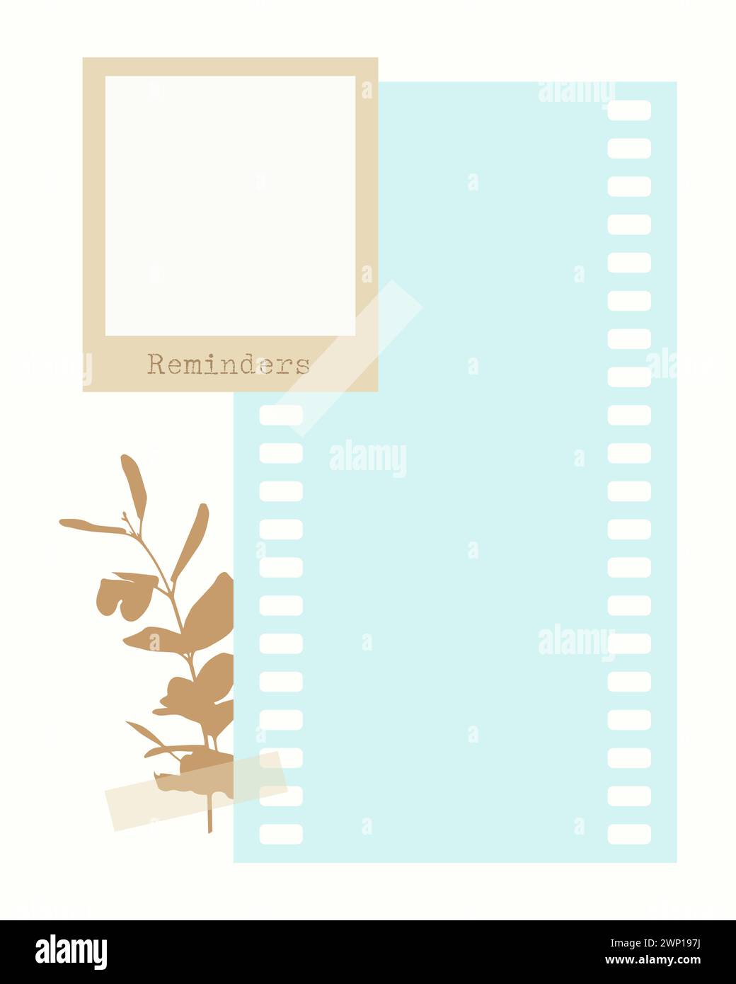 Digital scrapbooking Reminders template vintage collage blank with ...