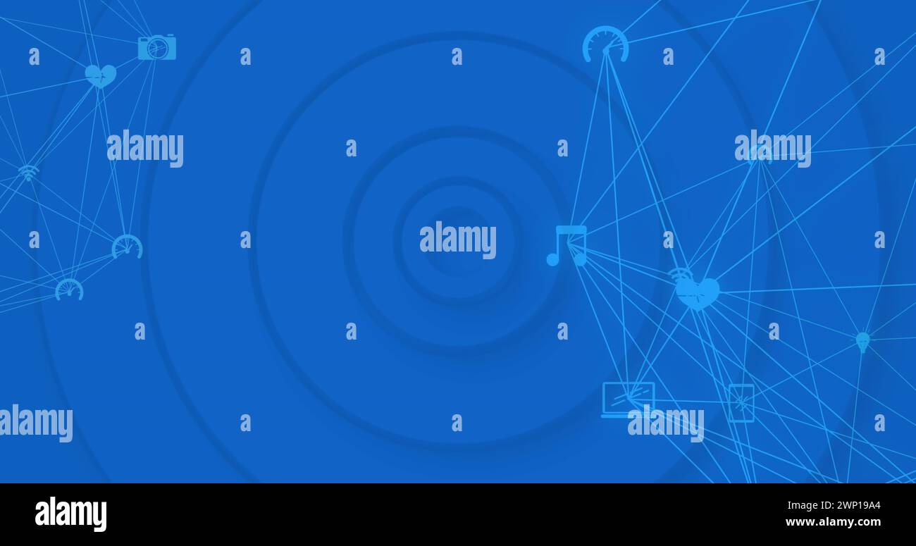 Digital image of globe of network of connections against concentric ...
