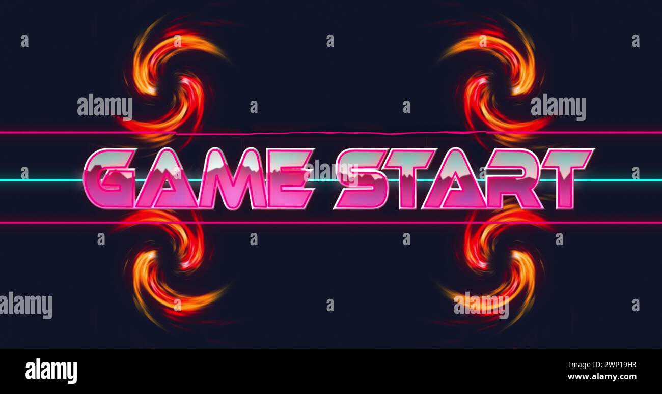 Image of game start text over neon shapes on black background Stock ... Image of game start text over neon shapes on black background Stock ...