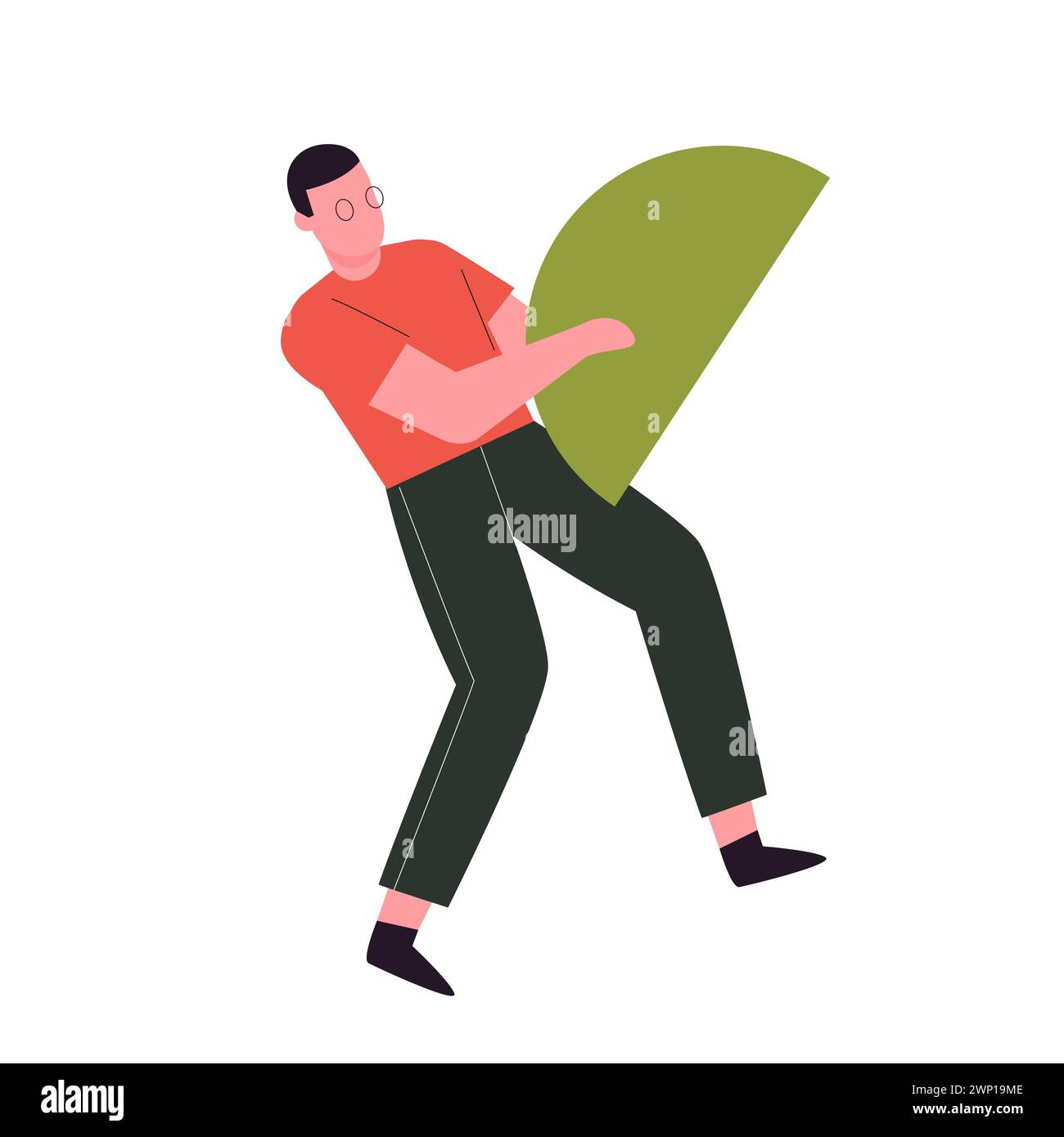 Abstract man holding half circle shape. Abstract people with geometry ...