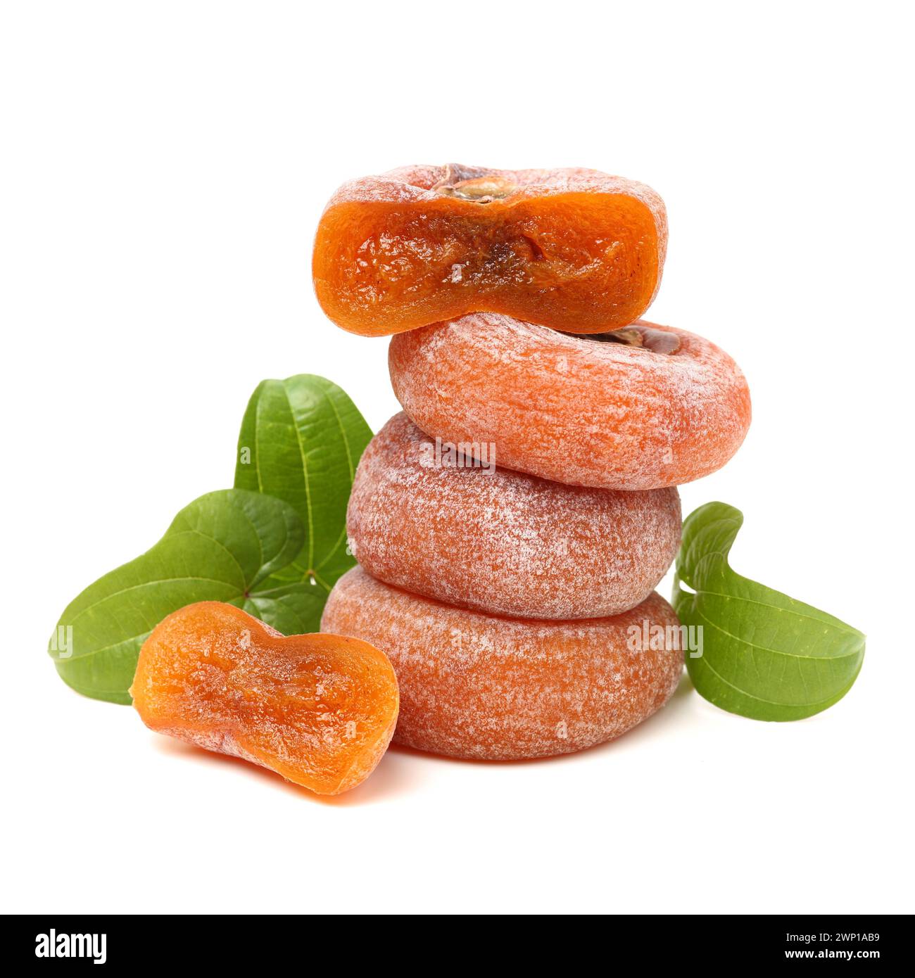 dried persimmon on white background Stock Photo - Alamy