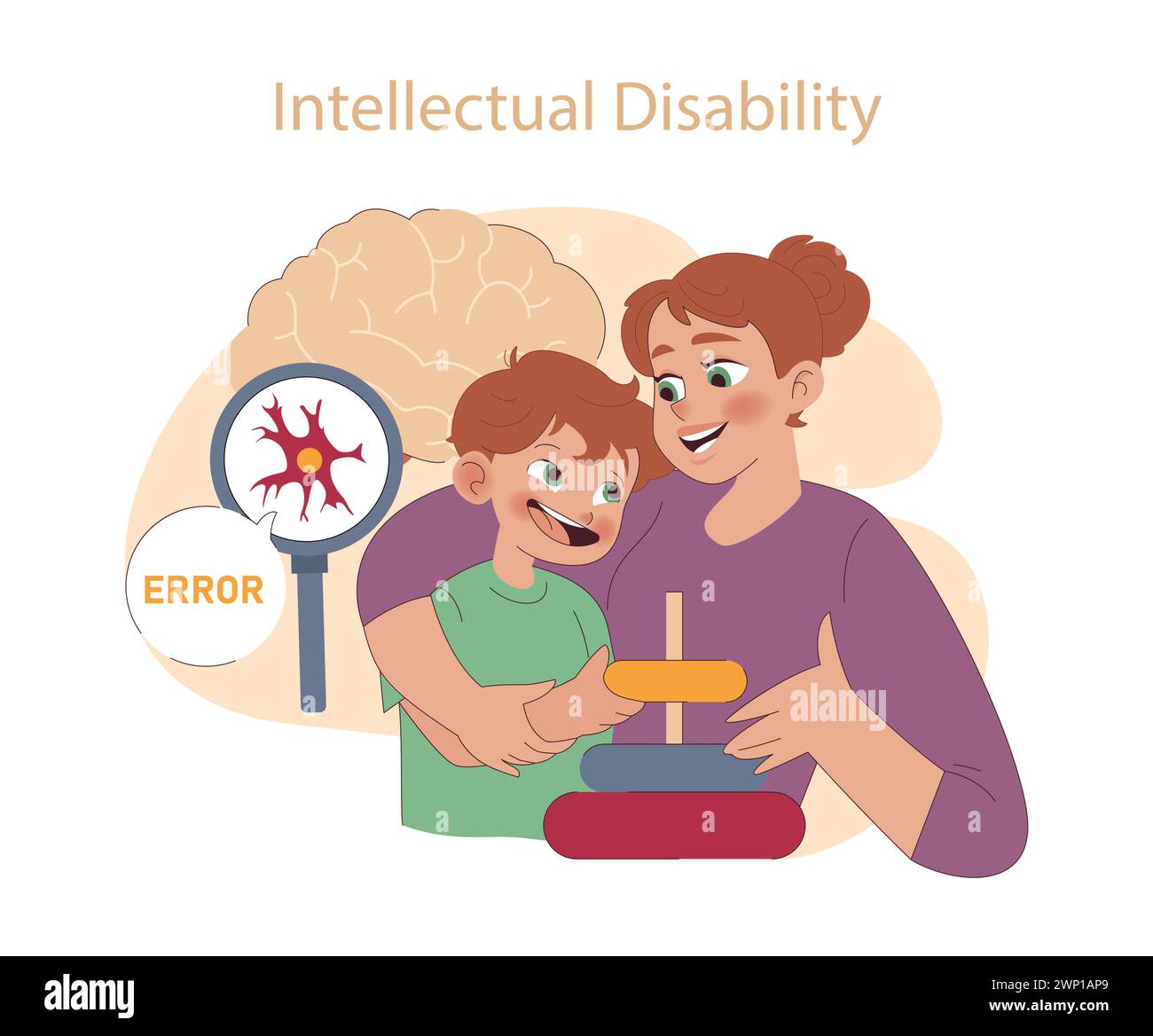 Intellectual Disability concept. Child and parent engage in cognitive ... Intellectual Disability concept. Child and parent engage in cognitive ...