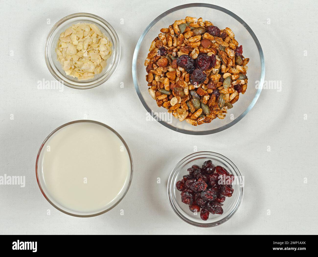 Healthy Mix of Muesli Granola With Almond Flakes Cranberry and Milk ...