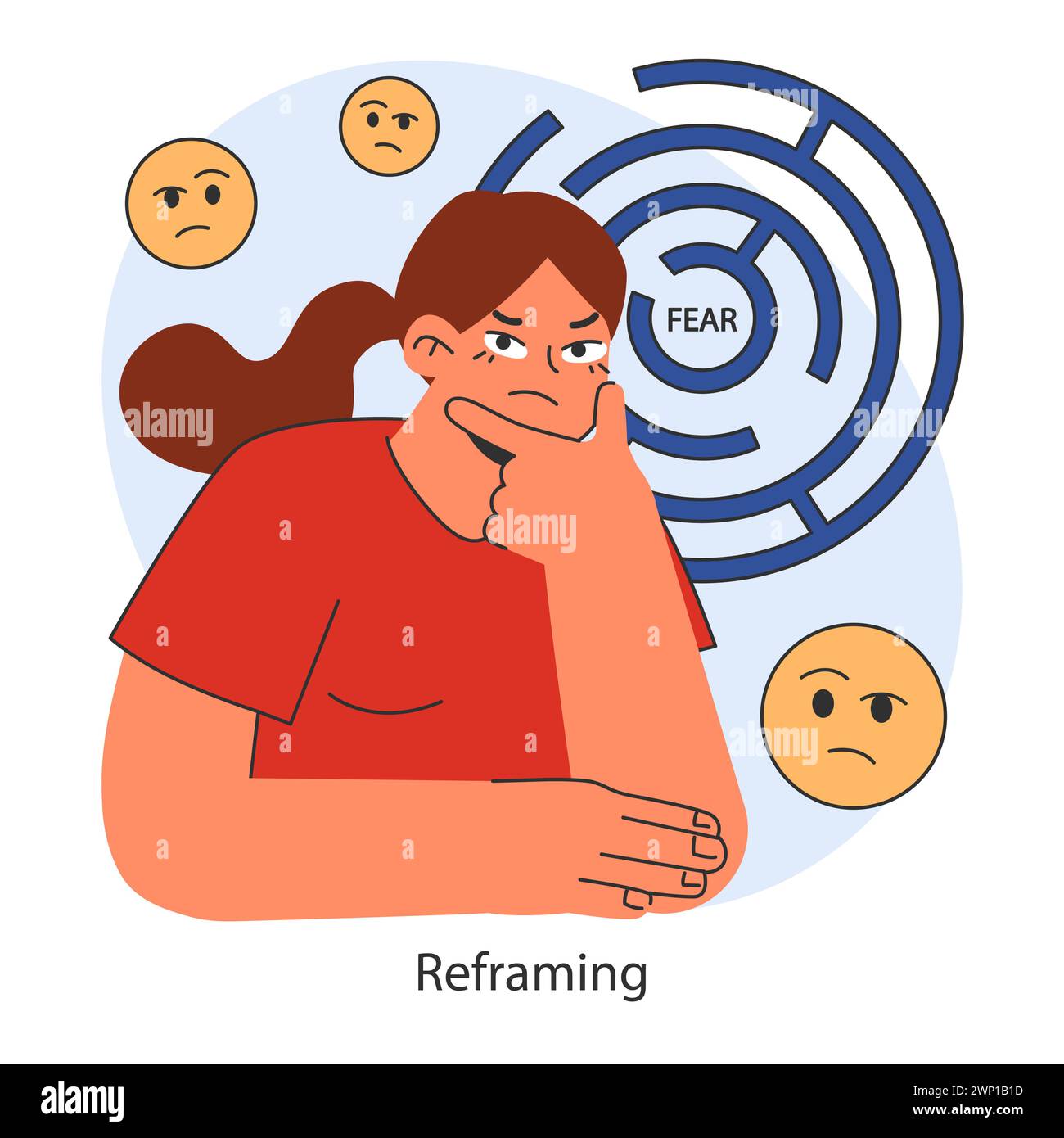 Overcoming fears strategy. Individual assessing emotional responses ...