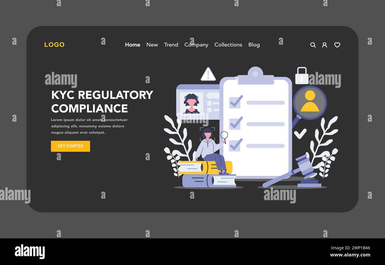 KYC night or dark mode web or landing page. KYC Regulatory Compliance ...