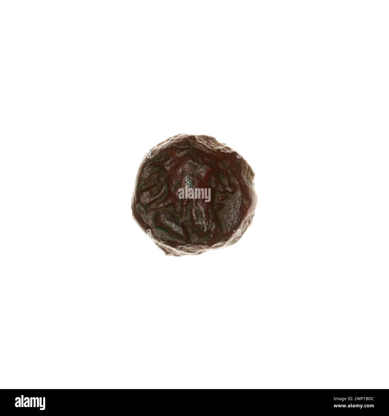 A Pantikapaion brown coin from c. 250 BC depicting a satyr with weapons ...