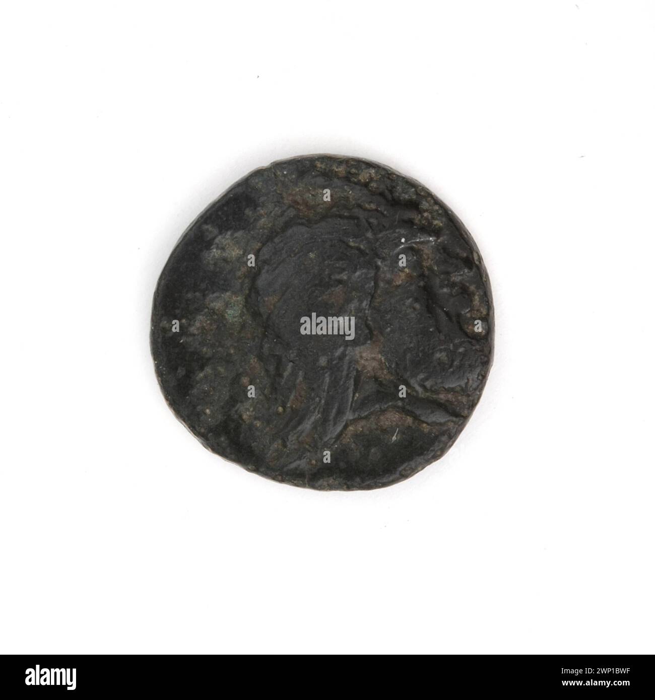 A 4th-century BC brown coin from Pantikapaion depicting a mythological ...