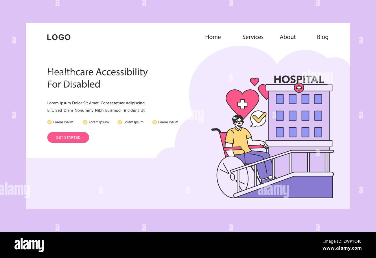 Healthcare Accessibility For Disabled concept. Illustration of an ...