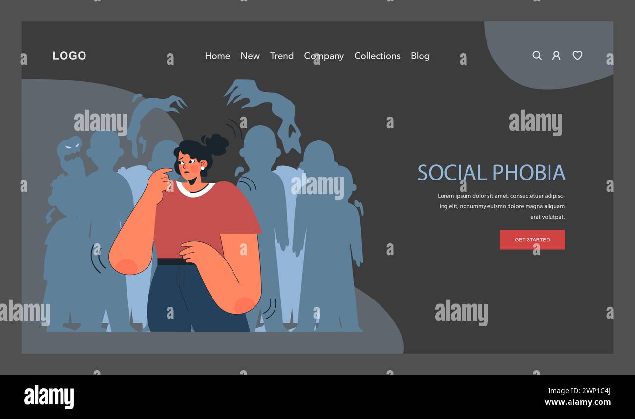 Panic attack web banner or landing page dark or night mode. Mental ...