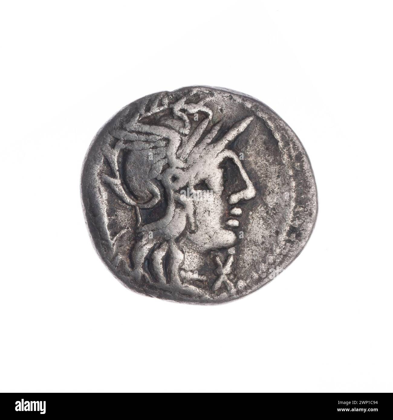 Denarius of Cn. Domitius Ahenobarbus, 128 BC, depicting Roma, Victoria ...