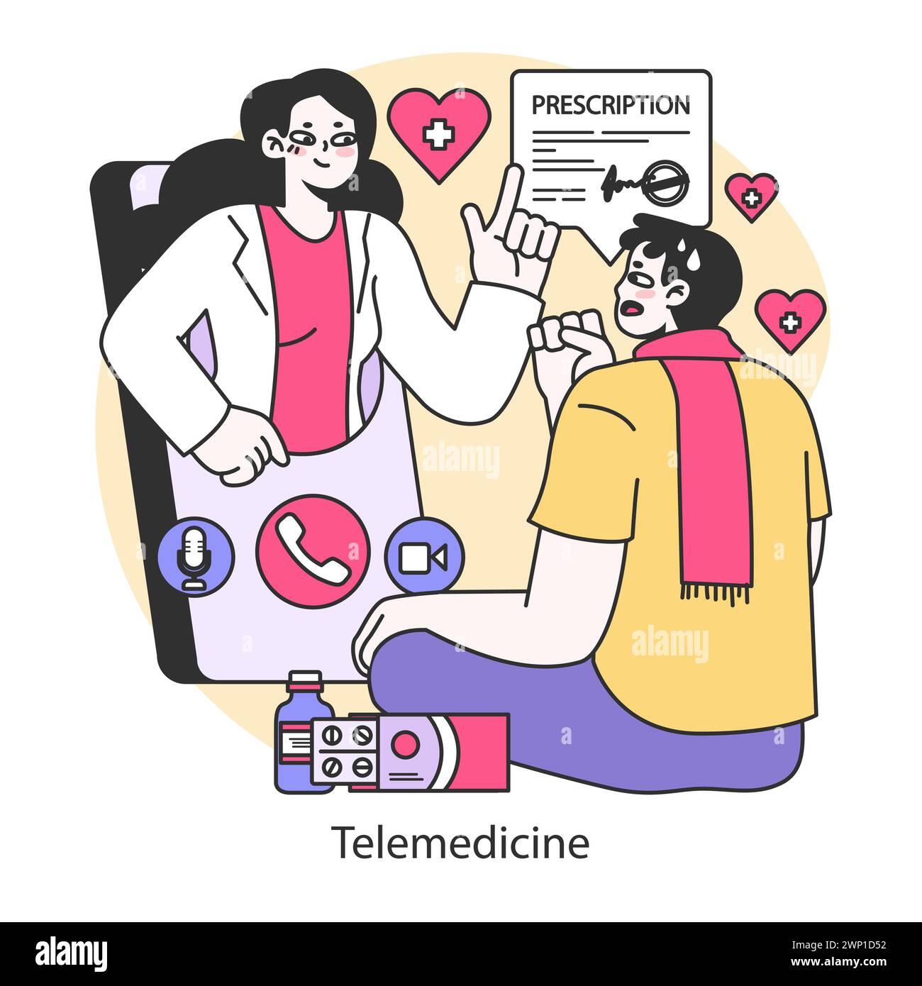 Telemedicine concept. Digital healthcare consultation with prescription ...