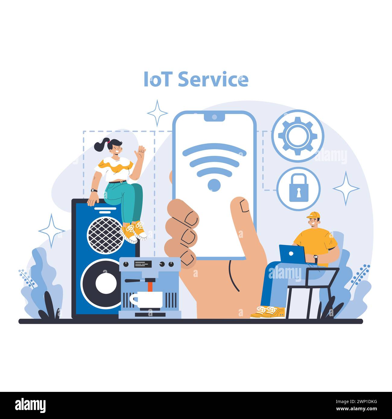 Smart Home Technology Concept. Integrated IoT services for connected ...