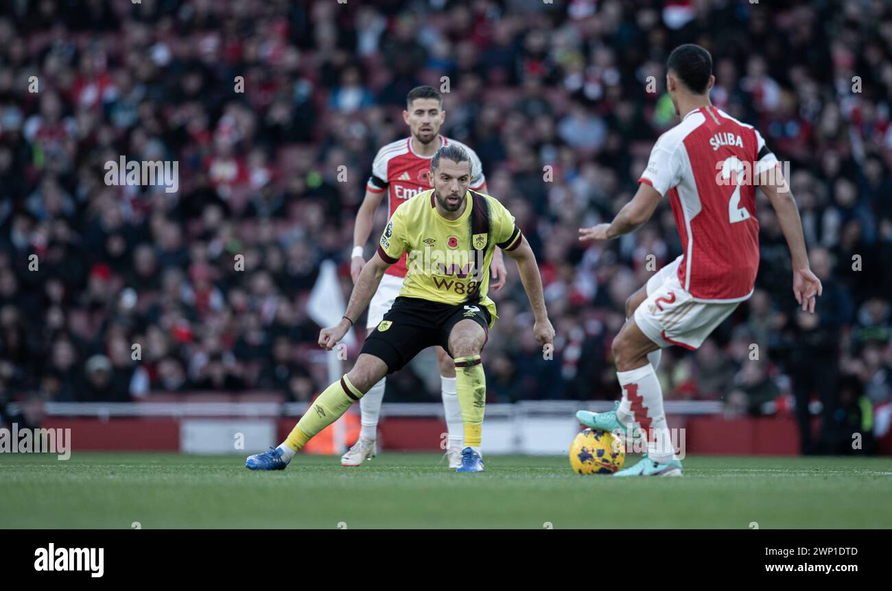 Jay Rodriguez on the attack in the Arsenal v Burnley FC at the Emerates ...