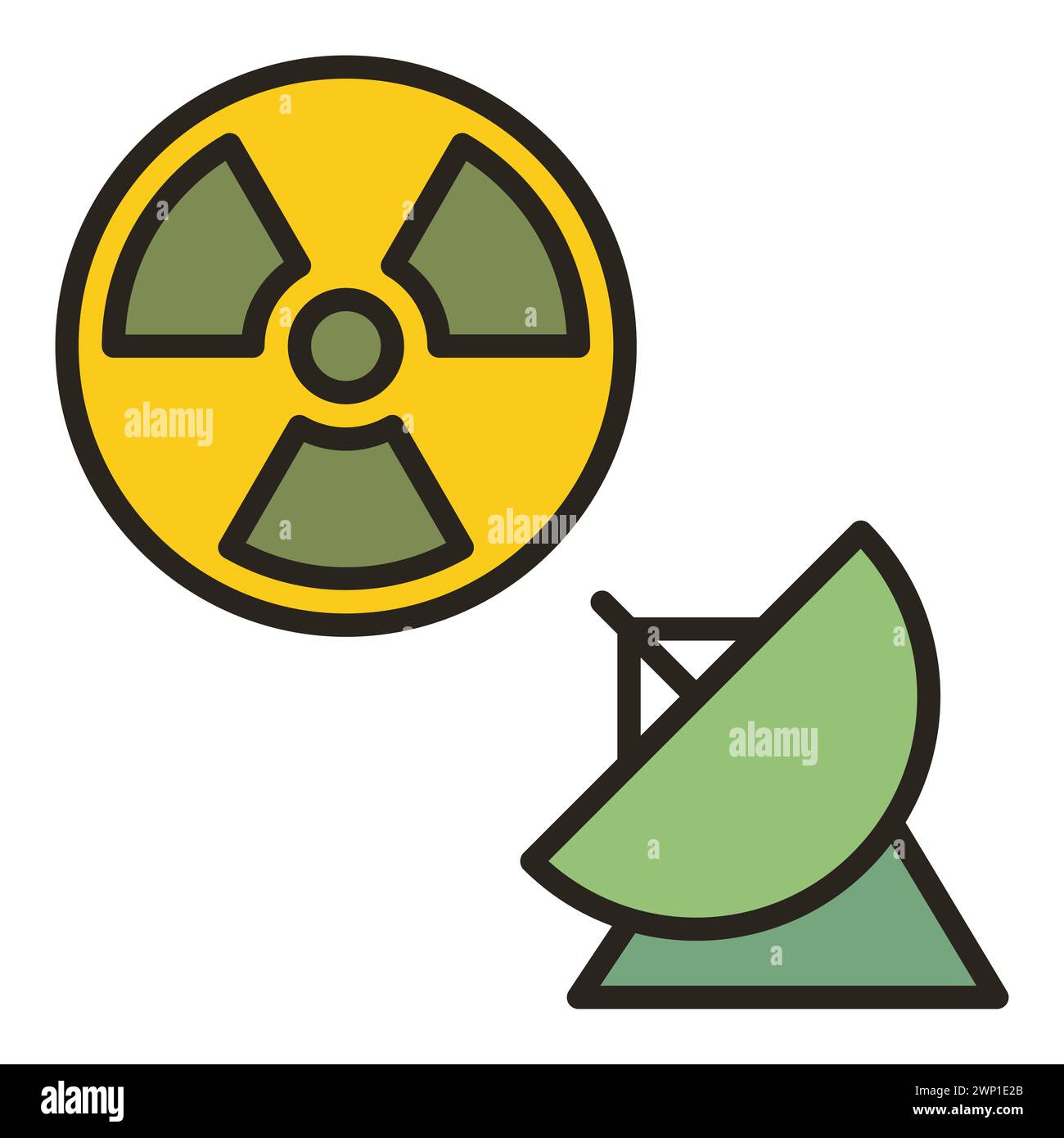 Antenna and Radiation sign colored icon. Vector Space-Based Nuclear ...