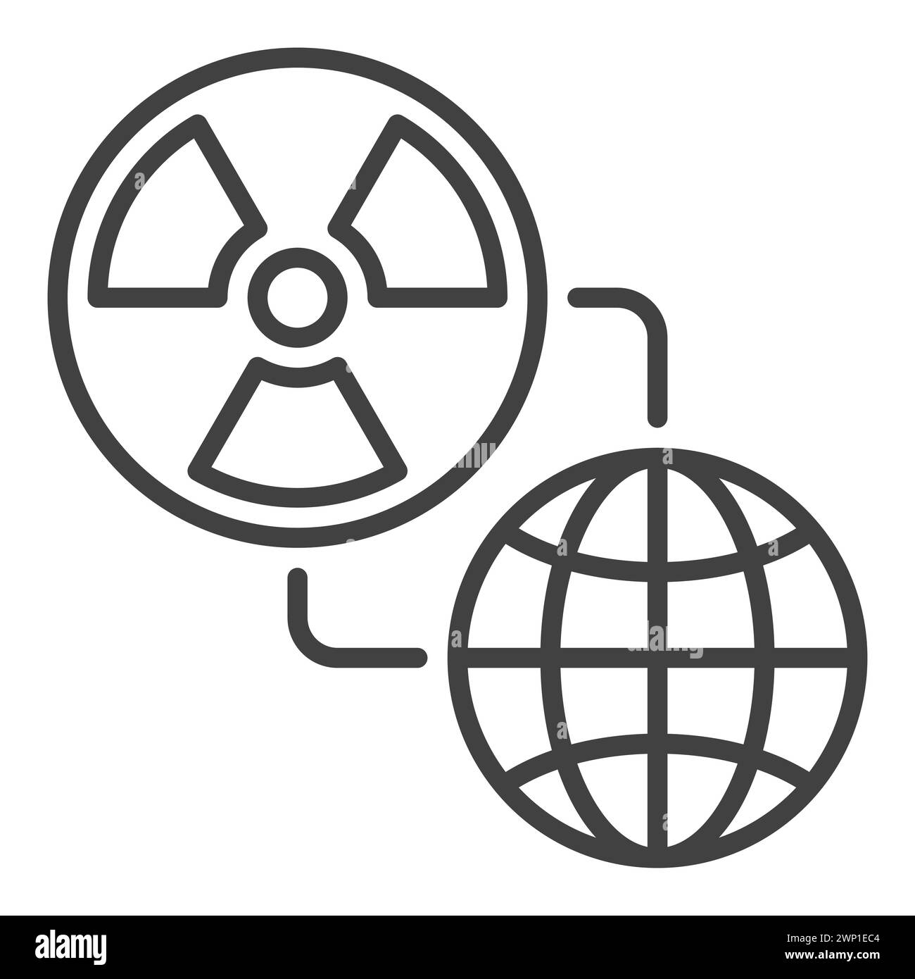 Earth Globe and Nuclear Bomb in Space vector concept thin line icon or symbol Stock Vector Image ...