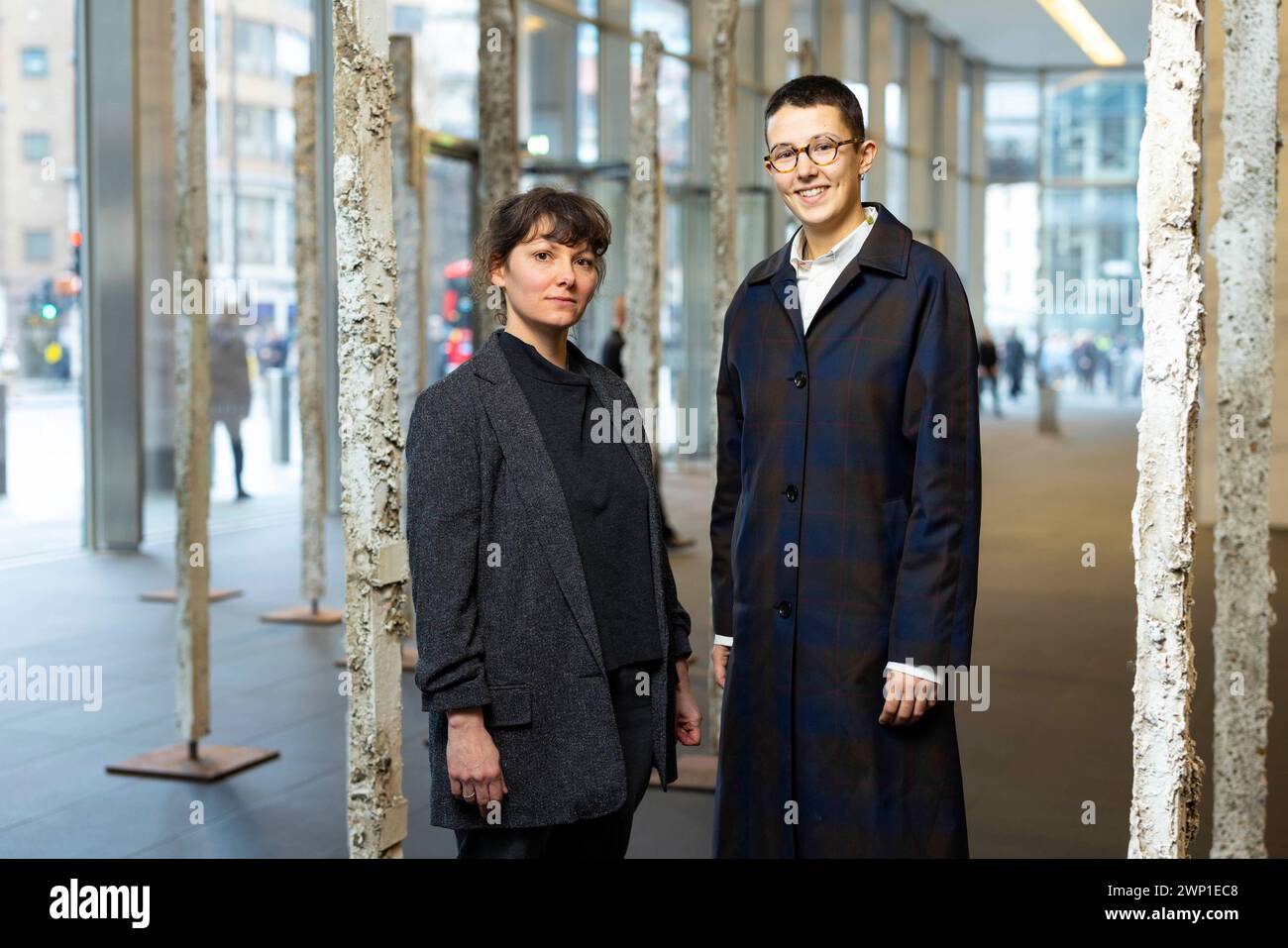 EDITORIAL USE ONLY Artist Jodie Carey (left) and curator Eve Miller at ...