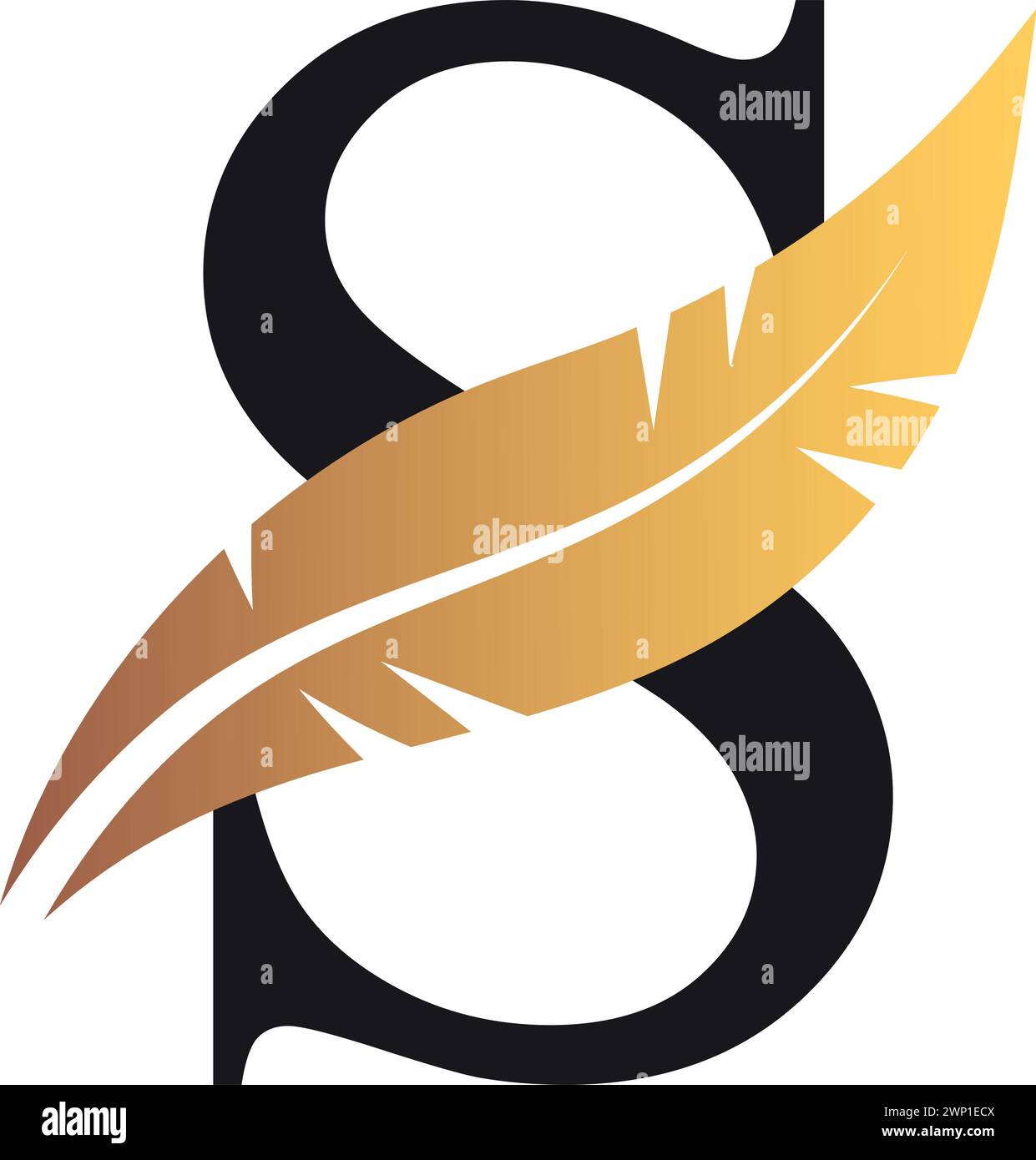 S Letter Logo Golden. Leaf Style - Vector Stock Vector Image & Art - Alamy