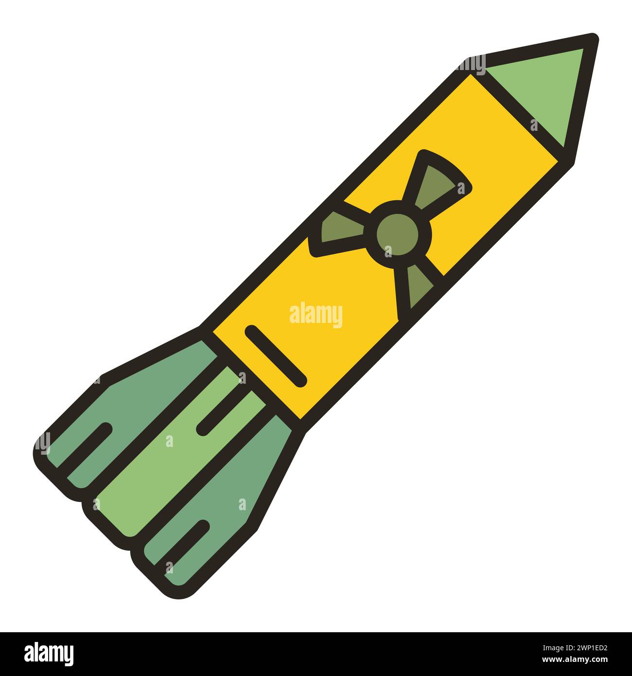 Missile or Rocket with Nuclear Bomb in Space vector concept colored ...