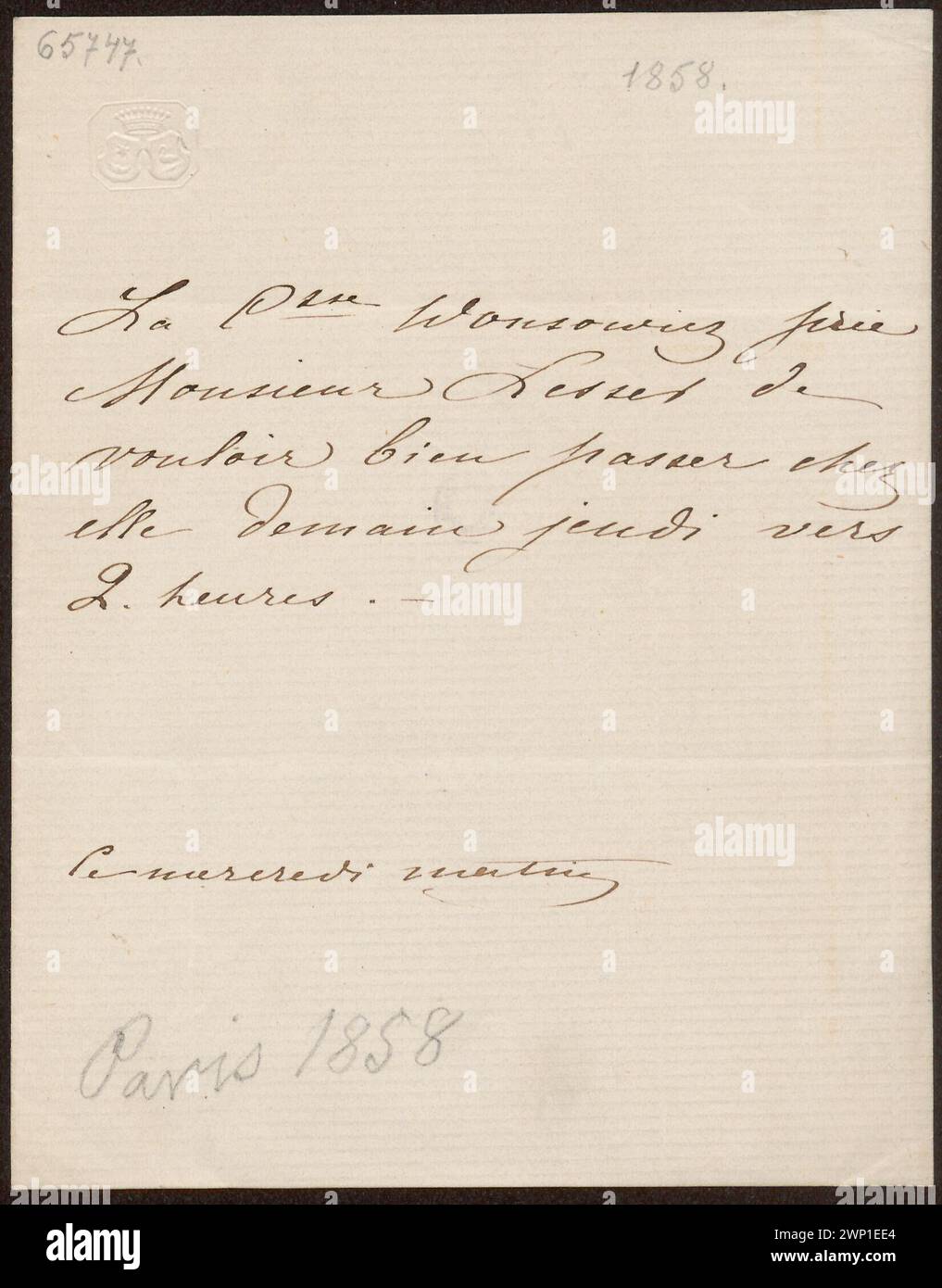 Letter of Anna Dunin-W Sowicz to Aleksander Lesser with an invitation ...