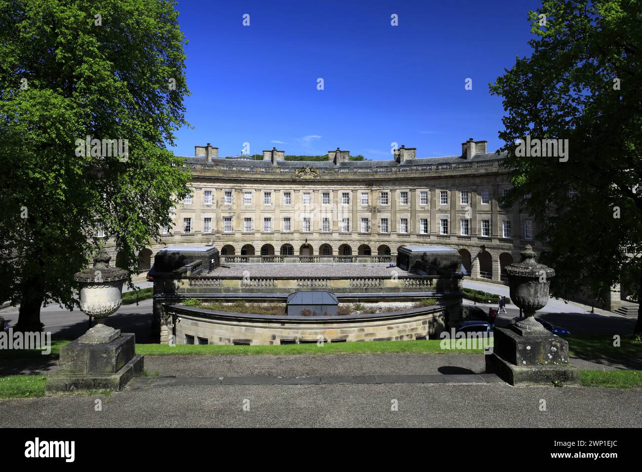 The Crescent building in the market town of Buxton, Peak District ...
