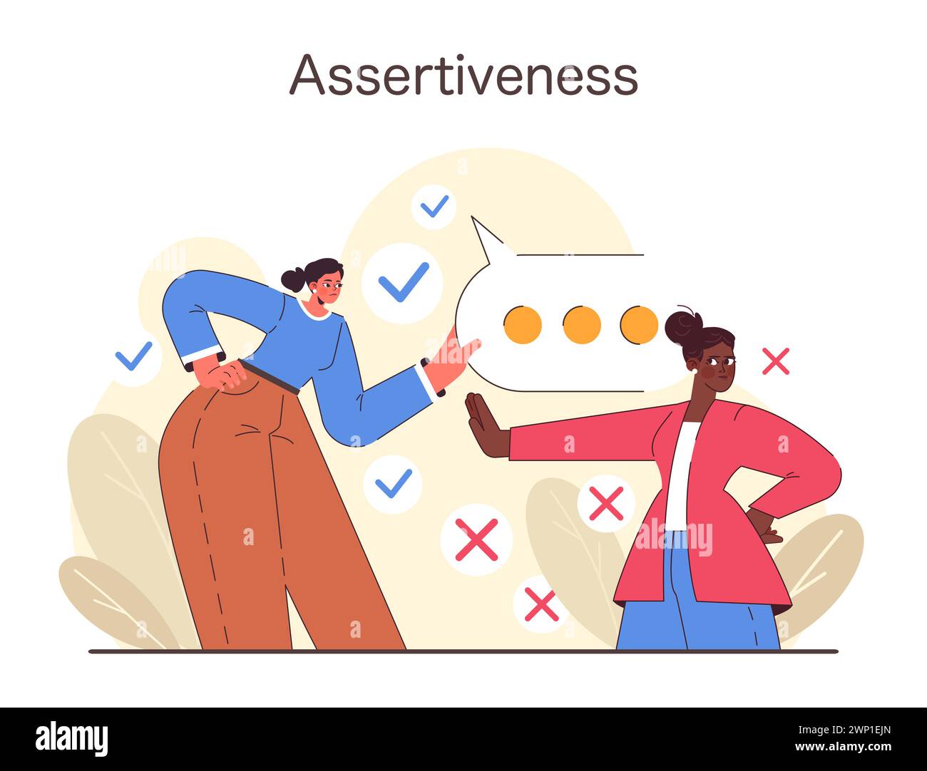 Assertiveness Concept Two Individuals Demonstrate Assertive