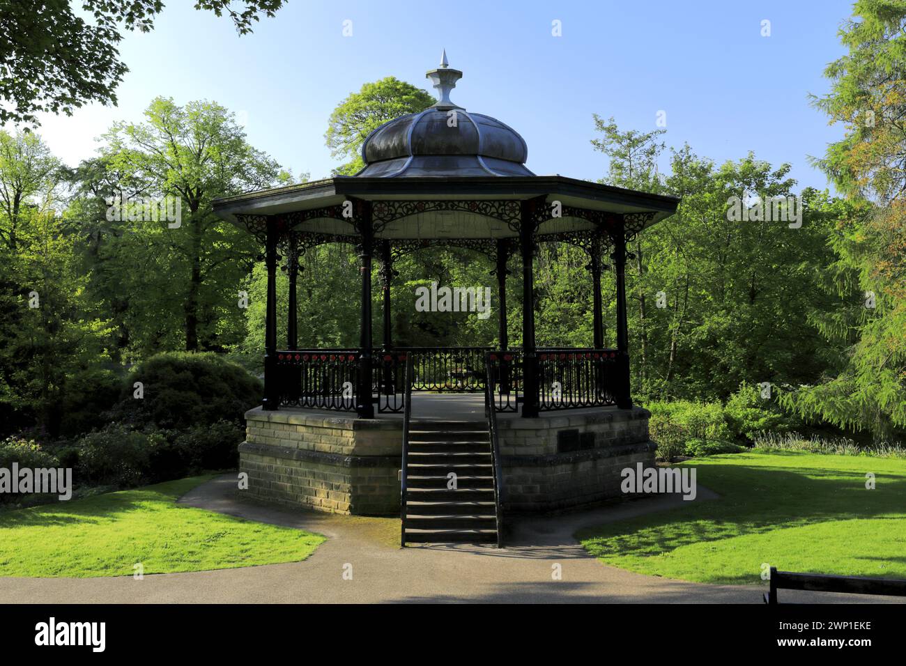 The Bandstand in the Pavilion Gardens, market town of Buxton, Peak ...